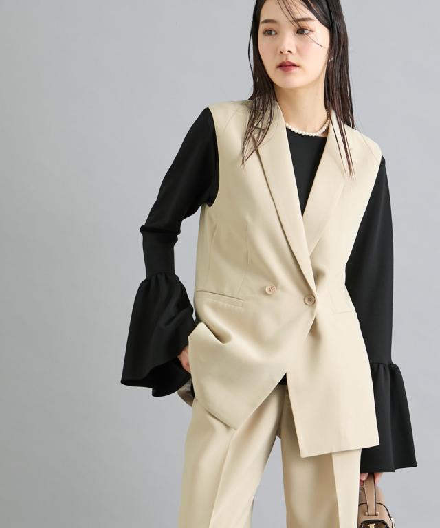 ベスト トールサイズ レディース スーツ 入学式 卒業式 七五三 高身長 テーラード ジレ カセット対応  重ね着 レイヤード LL/3L/4L/5L ニッセン nissen