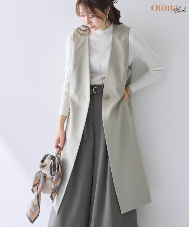 ジャケット アウター レディース ロング ジレ 有 OtonaSMILE M/L ニッセン nissen