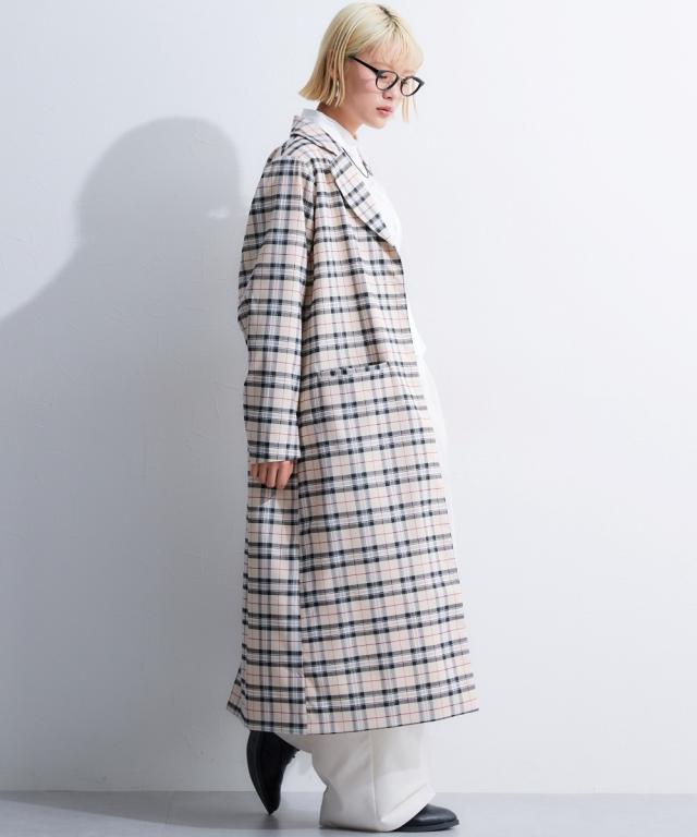 コート アウター レディース スプリング チェック柄 M〜L ニッセン nissen