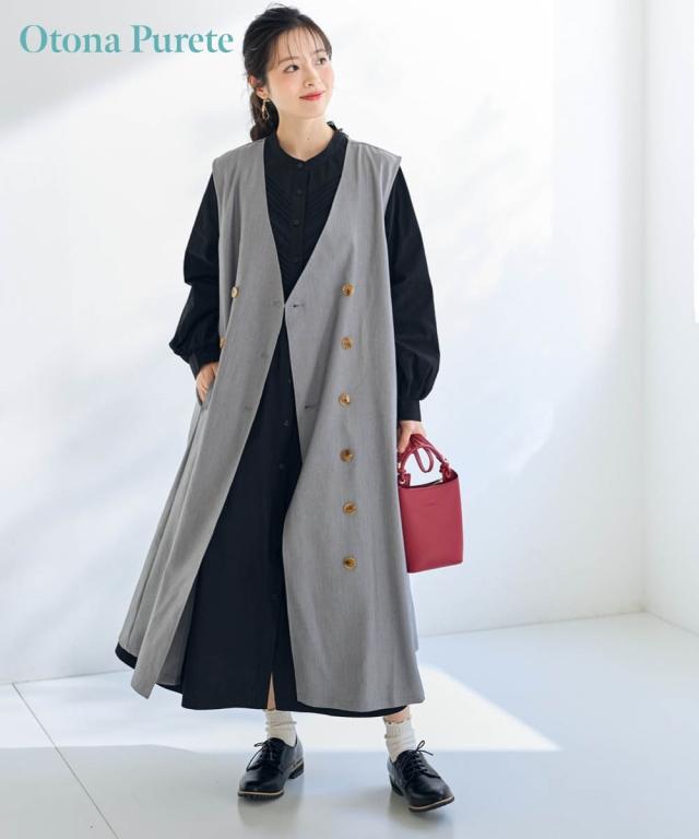 ジャケット アウター 大きいサイズ レディース Aラインジレ Otona Purete 5L/6L ニッセン nissen