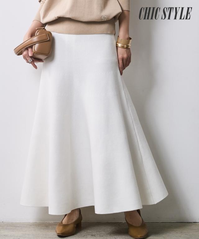 ロングスカート 大きいサイズ レディース フレア ロング ニット スカート シックス タイル マキシスカート 長め ロンスカ 6L/8L/10L ニッセン nissen