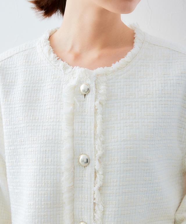 ジャケット アウター レディース ファン シーツ イードノーカラー L/M