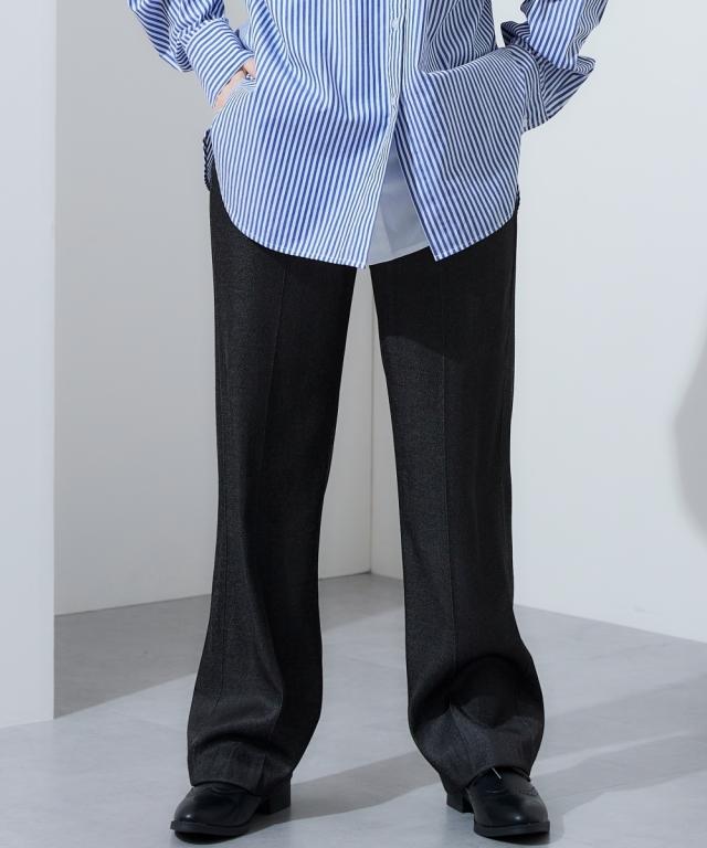 ワイドパンツ レディース デニム トラウザーズ  ゆったり 体型カバー 美脚 ボトムス ズボン M〜L ニッセン nissen ワイドパンツ レディース デニム トラウザーズ ゆったり 体型カバー