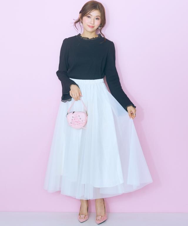 大きいサイズ 2点セット（チェックジャケット＋チュールスカート