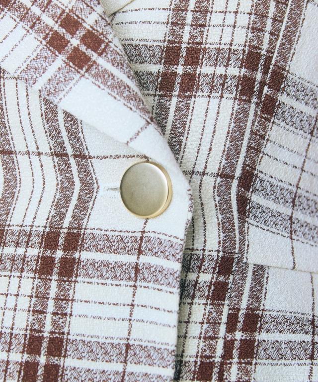 大きいサイズ 2点セット（チェックジャケット＋チュールスカート