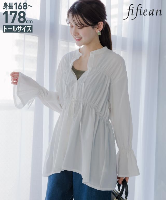 高身長　ギャザーリボンブラウス（トールサイズ）fifiean ニッセン nissen