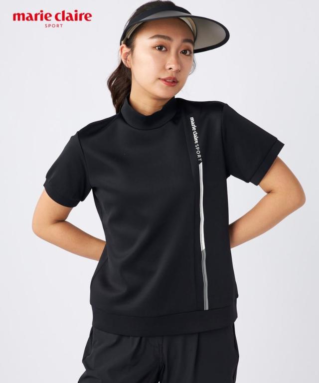 marie claire SPORT スポーツウェア トップス レディース marie claire sport ライトダンボール ニット 半袖 モックネック シャツ 接触冷感 UVカット ニッセン