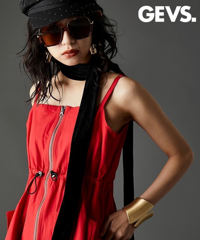 ワンピース ロング マキシ レディース アウトポケットフロントジップ 有 GEVS.  ひざ下 M〜5L ニッセン nissen