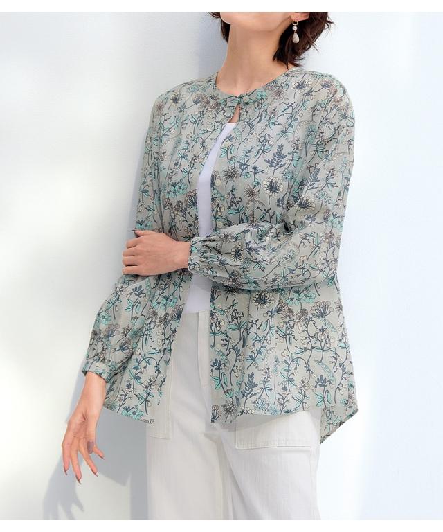 シャツ ブラウス ボタニカル柄コットン アトランダム M/L/LL ニッセン nissen