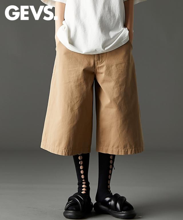 パンツ レディース 綿100％ チノ ハーフ 有 GEVS.  ズボン ウエスト73/76/80/84/88cm ニッセン nissen