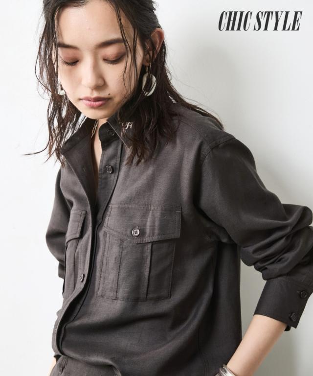 シャツ ブラウス レディース レーヨン麻アウトポケット 有 シックス タイル 夏 M〜5L ニッセン nissen