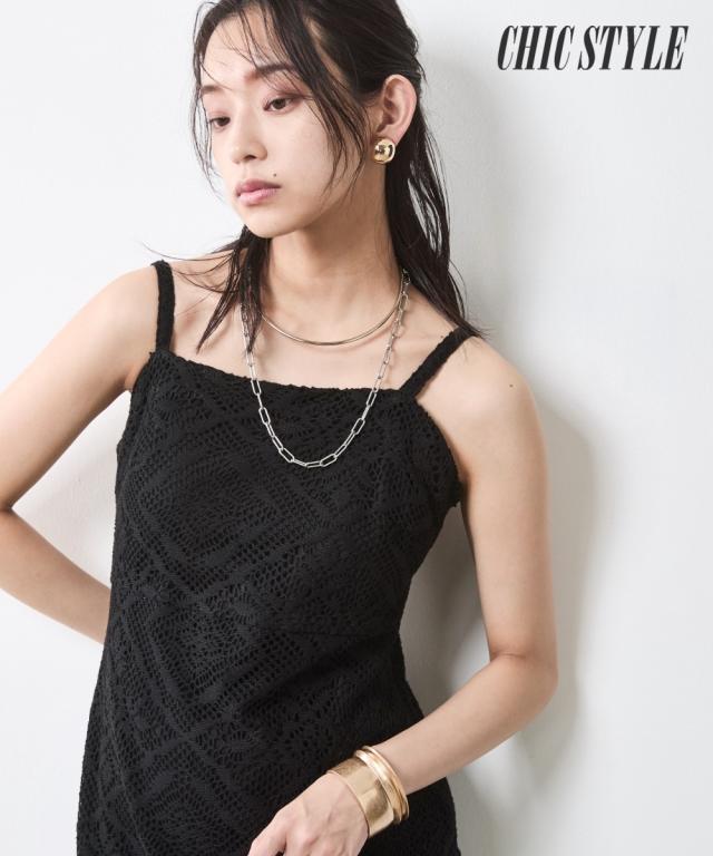 ワンピース ロング マキシ 大きいサイズ レディース レース キャミソール ストレート 有 シックス タイル  ひざ下 6L/8L/10L ニッセン nissen