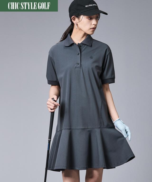 ワンピース ミニ レディース 裾フレアポロシャツ 有 シックス タイル ゴルフ 春 夏 ミニワンピ M〜5L ニッセン nissen