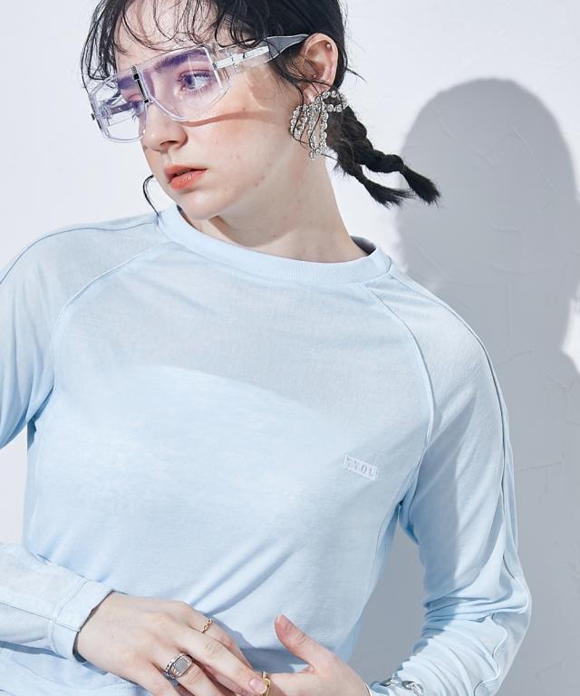 Tシャツ カットソー レディース パイピング デザイン シアー トップス 有 春 夏 秋 冬 M〜L/L〜LL/LL〜3L ニッセン nissen