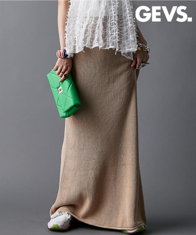 ロングスカート 大きいサイズ レディース 綿麻 ニット マキシ スカート 有 GEVS. 夏 秋 マキシスカート 長め ロンスカ  | 6L/8L/10L | ニッセン nissen
