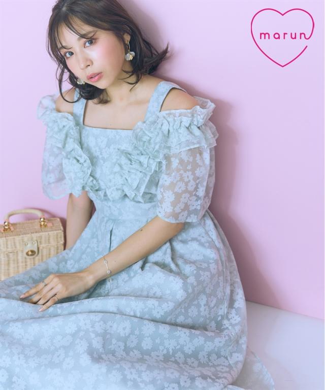 ワンピース ロング マキシ レディース フラワーチェック デザイン marun 夏 ひざ下  | L/LL/3L/4L/5L | ニッセン nissen ワンピース ロング マキシ レディース フラワーチェック デザイン