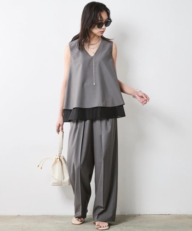 ワイドパンツ レディース タックワイド パンツ 有 シックス タイル 春