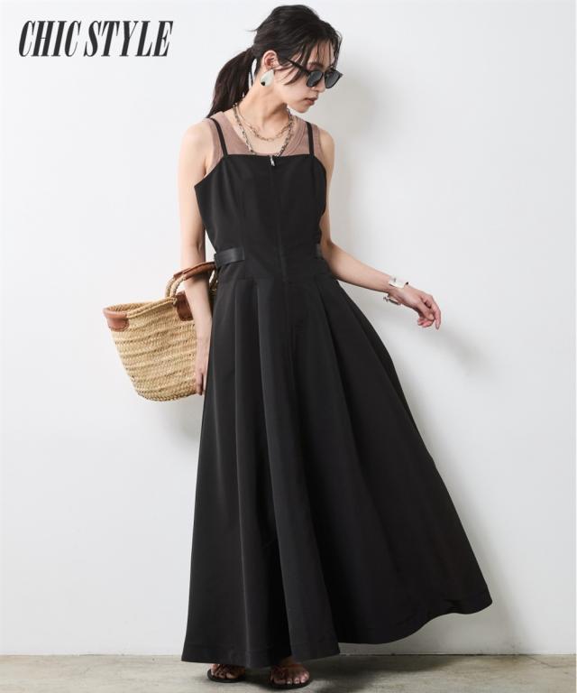 ワンピース ロング マキシ レディース キャミソール 有 シックス タイル 夏 秋 ひざ下  | M〜5L | ニッセン nissen