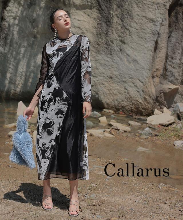 パーティドレス ワンピース レディース お呼ばれ よそいき 結婚式 パーティー オケージョン ドレス アシメ切替フロッキー キャミ 付 〔Callarus〕 ニッセン