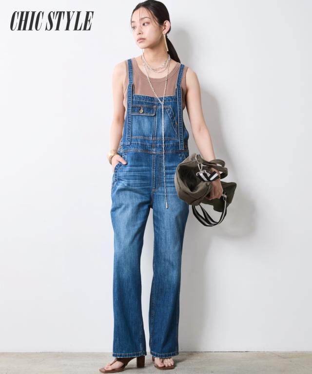 サロペット オールインワン オーバーオール レディース 綿100％ デニム シックスタイル 春 夏 秋 パンツ つなぎ | M〜5L | ニッセン nissen