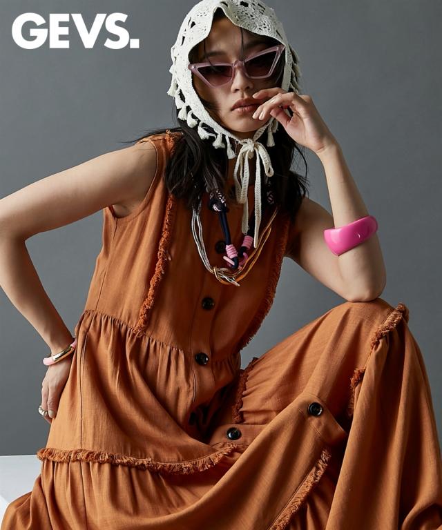 ワンピース ロング マキシ レディース レーヨン麻フリンジティアード GEVS. 夏 ひざ下 | M〜5L | ニッセン nissen