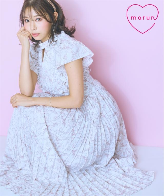 ワンピース ロング マキシ レディース チョーカー風ラッフル プリーツ marun 夏 ひざ下 | 6L/8L/10L | ニッセン nissen