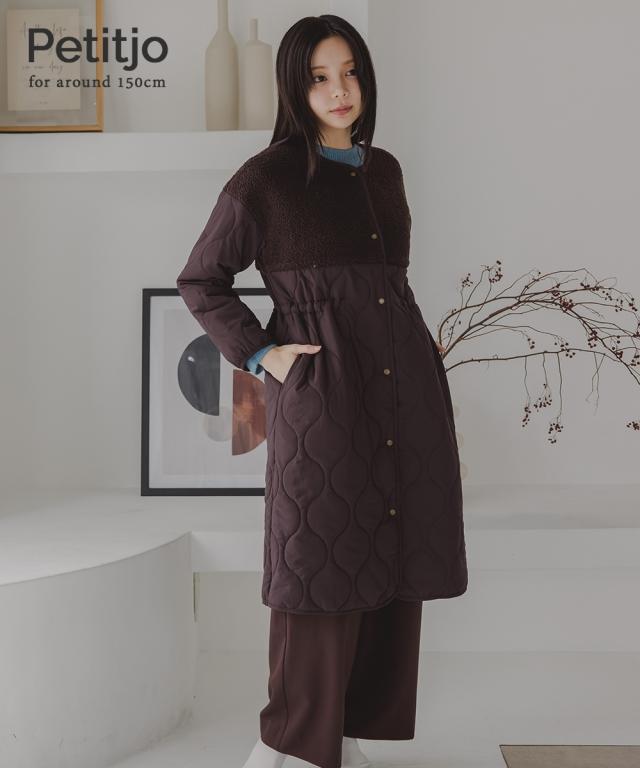 コート アウター 小さいサイズ レディース ボア切り替えキルティングミドル 低身長さん 小柄女性 秋 冬 | SS/S/M/L | ニッセン nissen