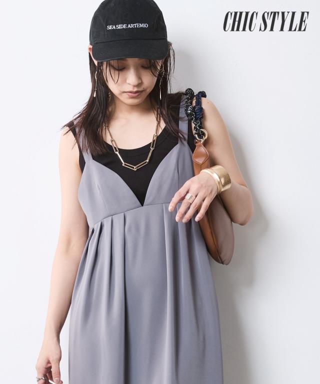 ワンピース ロング マキシ レディース タック キャミソール シックスタイル 夏 秋 ひざ下 | M〜5L | ニッセン nissen