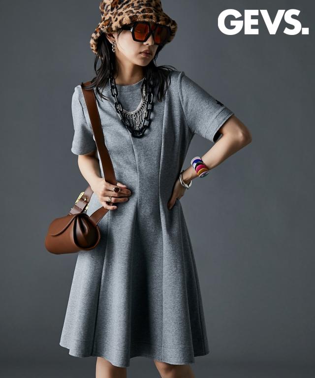 ワンピース ミニ レディース ボンディングフィット＆フレアミニ GEVS. 春 秋 ミニワンピ | M〜5L | ニッセン nissen