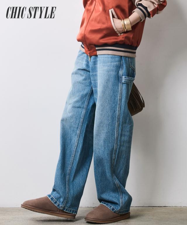 ストレートパンツ レディース 綿100％ ペインター デニム パンツ シックスタイル 美脚 ボトムス ズボン | 106〜98 | ニッセン nissen