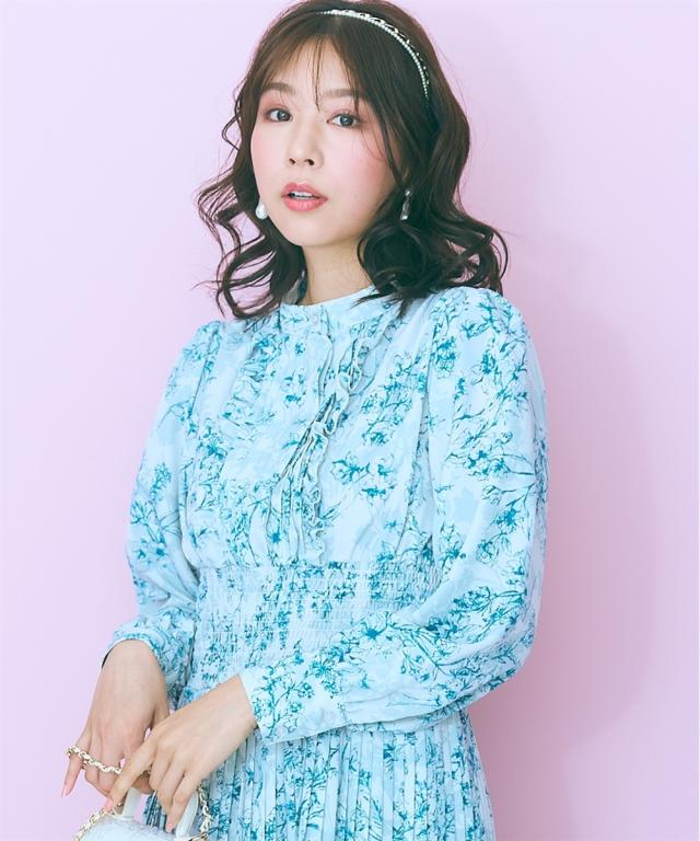 ワンピース ロング マキシ レディース フラワー プリント プリーツ