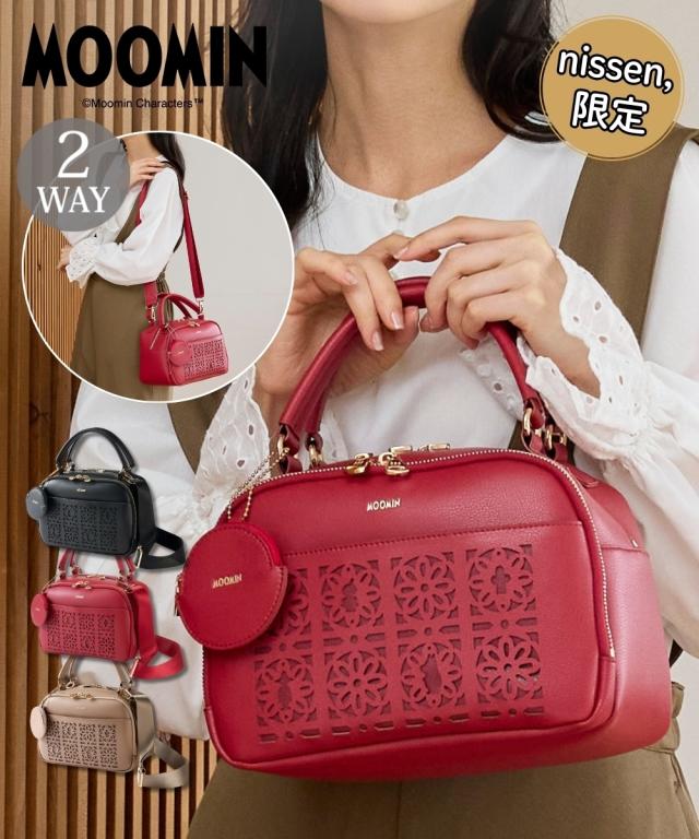 レディース MOOMIN ムーミン 14ポケットお 財布 機能付2WAY ショルダー バッグ チャーム付 春 夏 秋 冬 斜め掛け かばん バック かわいい ニッセン nissen