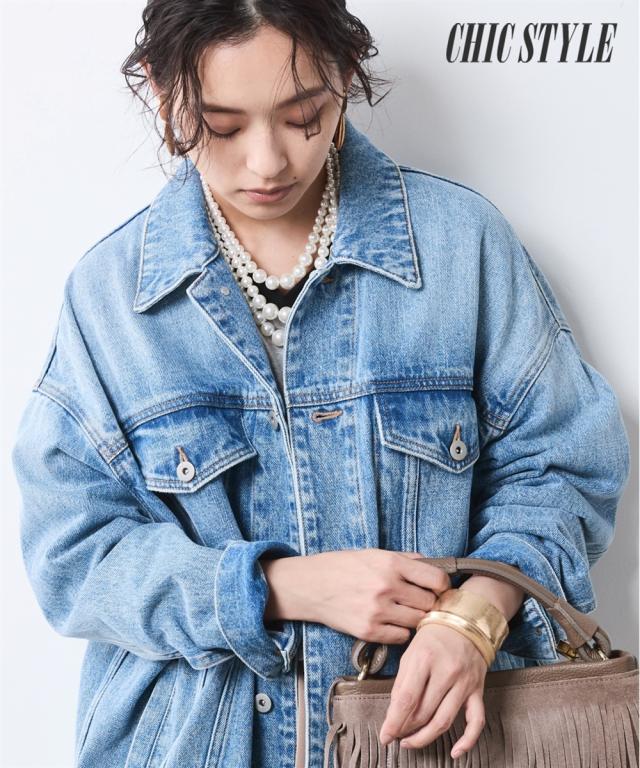 アウター レディース 綿100％ オーバーサイズ デニム ジャケット シックスタイル 春 秋 | M〜LL/3L〜4L | ニッセン nissen