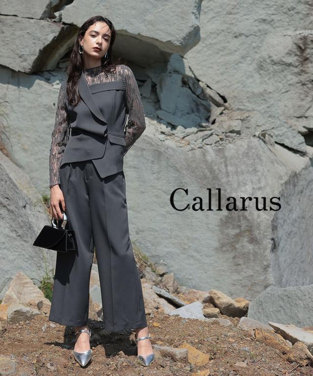 パーティドレス パンツ レディース お呼ばれ よそいき 結婚式 パーティー オケージョン ドレス アシメ ジャケット ドッキング デザイン レース ブラウス ＋ワイド セットアップ 〔Callarus〕