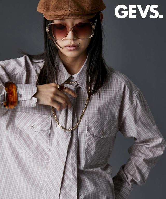シャツ ブラウス レディース 綿100％ タイ付チェック GEVS. 春 秋 | 6L/8L/10L | ニッセン nissen