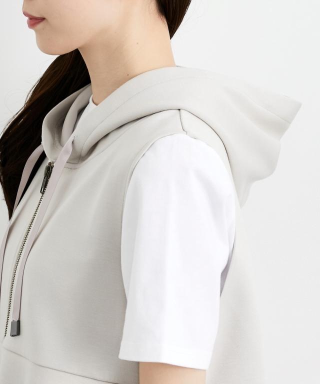 ベスト レディース 2段フリルフード付 Hana服 重ね着 レイヤード | M/L/LL/