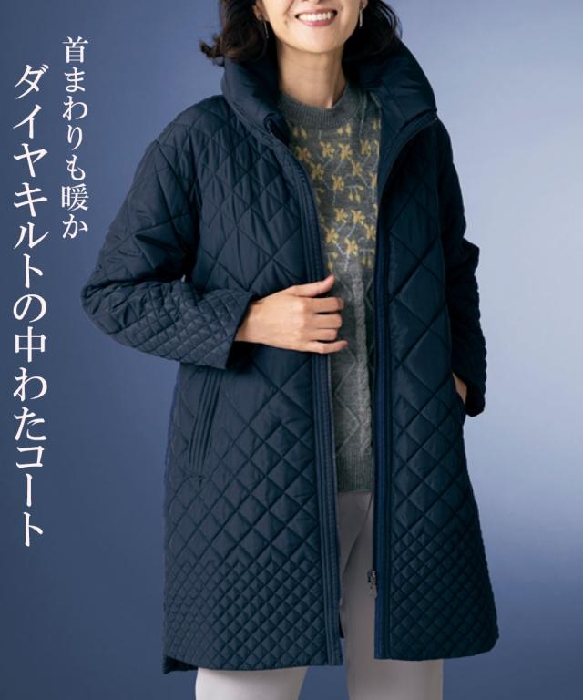 コート アウター ダイヤ柄キルト中わた アトランダム 春 冬 | M/L/LL | ニッセン nissen