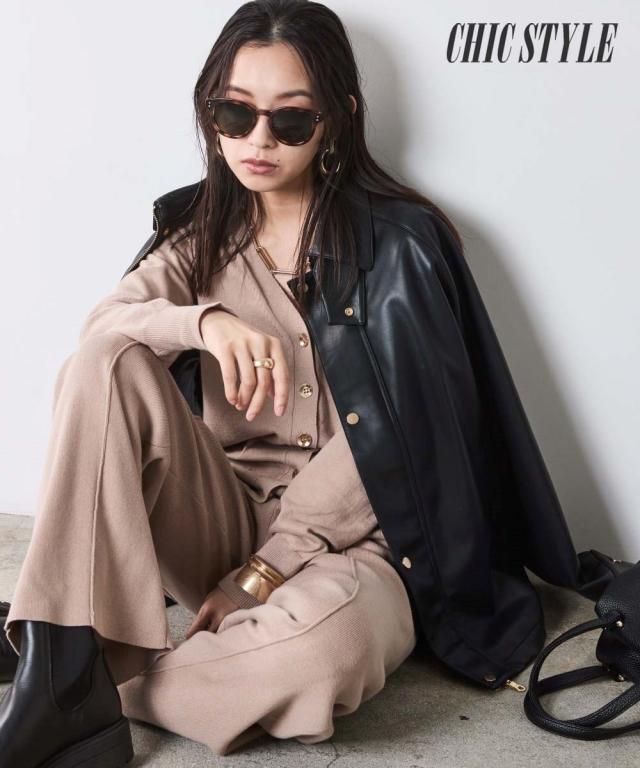 アウター レディース フェイクレザー ブルゾン シックスタイル | M〜5L | ニッセン nissen