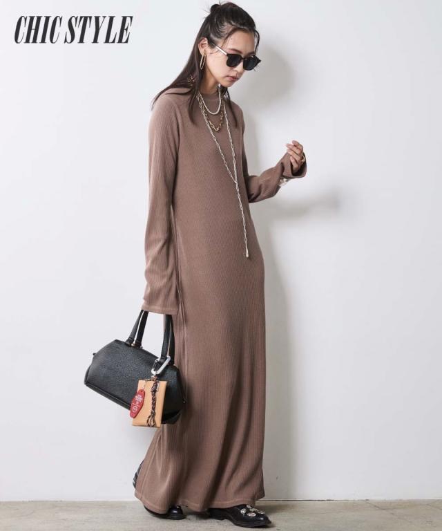 ワンピース ロング マキシ レディース テレコ シックスタイル ひざ下 | 6L/8L/10L | ニッセン nissen