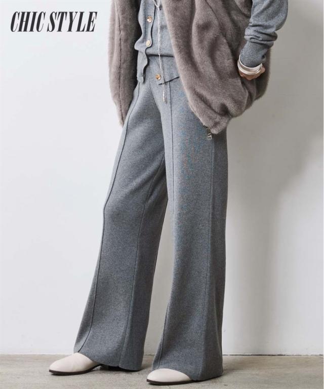 ストレートパンツ レディース ニット ストレート パンツ シックスタイル 美脚 ボトムス ズボン | 6L/8L/10L | ニッセン nissen