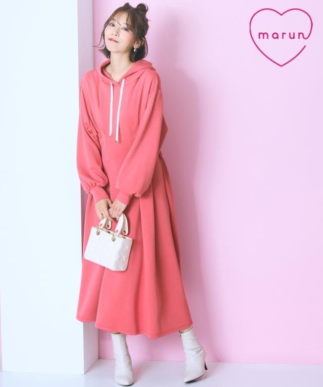 ワンピース ロング マキシ レディース ロング丈 パーカー marun ひざ下 | L/LL/3L/4L/5L | ニッセン nissen