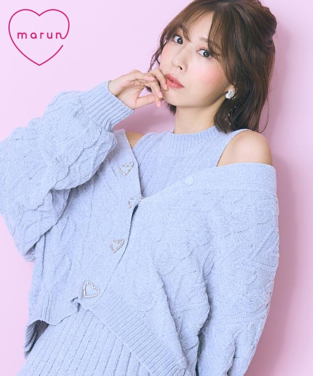 カーディガン レディース ハート柄編モール marun 羽織り 冷房対策 | 6L/8L/10L | ニッセン nissen