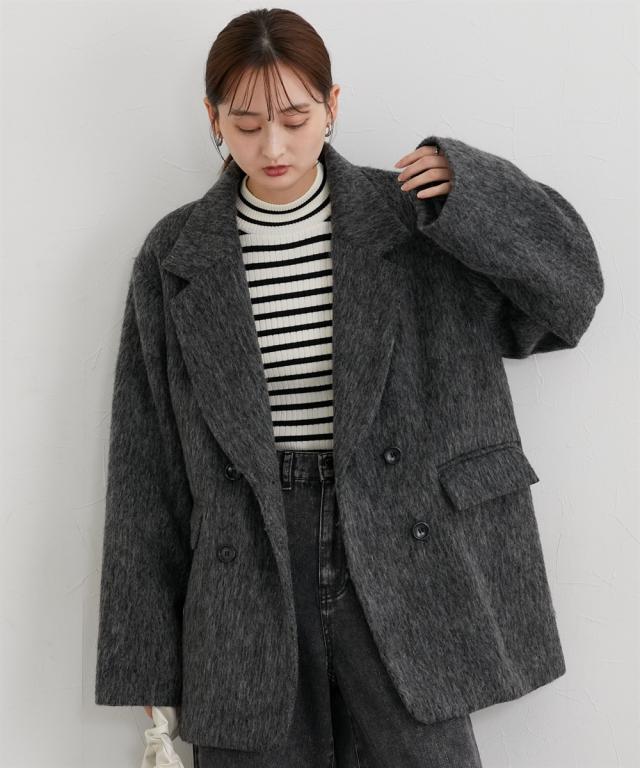 コート アウター レディース ジャギーオーバーサイズ テーラード 冬 | L | ニッセン nissen