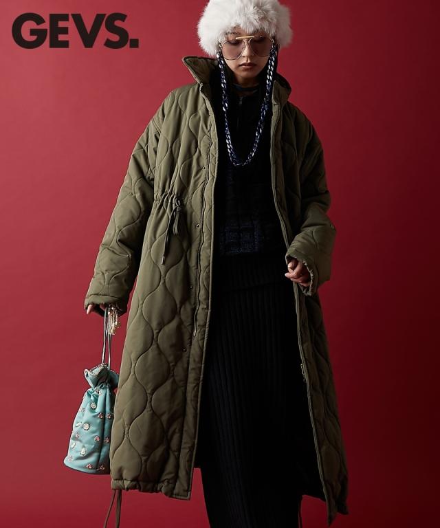 コート アウター レディース スタンド カラー キルティング ロング GEVS. | M〜5L | ニッセン nissen