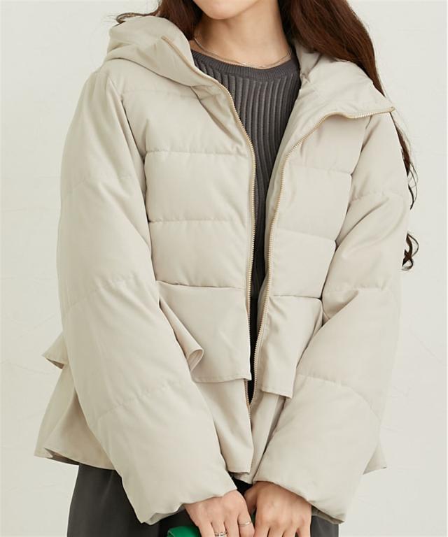 コート アウター レディース フード付ティア—ドペプラムファイバーダウン ジャケット 冬 | L | ニッセン nissen