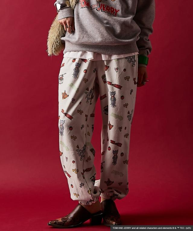 ストレートパンツ レディース TOM andトムとジェリー フリース パンツ GEVS. 冬 美脚 ボトムス ズボン | M〜5L | ニッセン nissen