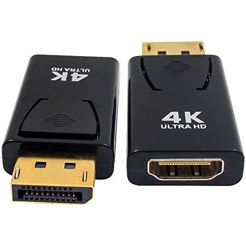 Poyiccot DisplayPort to HDMI変換アダプタ， 2枚 DP to HDMIアダプタ4K 3D 金メッキディスプレイ ...