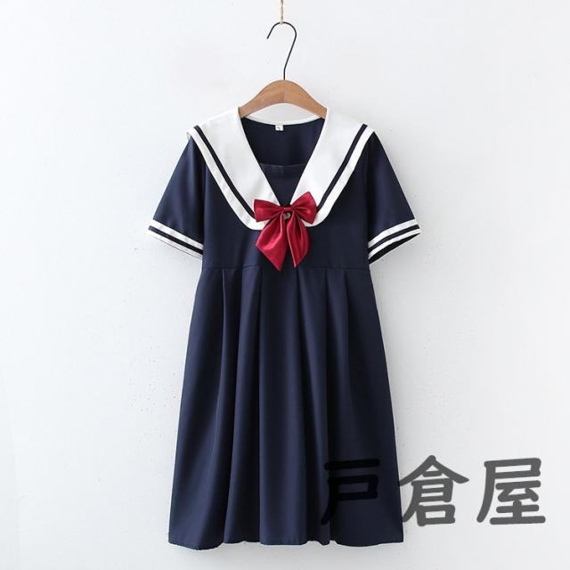 半袖ワンピース 薄手 マリンセーラー レディース ワンピース ゆったり 爽やか マリン風 女性用 夏物 ショート丈ワンピース お洒落 可愛い  セーラーワンピース