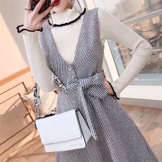 セットアップ ワンピース レディース ニットワンピース らしゃ秋冬 きれいめ メリヤス ハイネック セーター 上品 長袖 着痩せ 通勤 体型カバー オシャレ