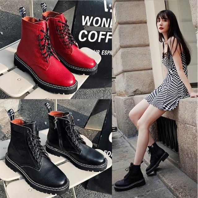 ショートブーツ レディース ワークブーツ ローヒール 厚底 シューズ 靴 無地 カジュアルシューズ 美脚 歩きやすい 2019年秋冬新作